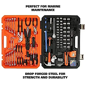 GreatNeck MS191 191-Piece Tool Kit, Boat Accessories Marine Tools Set, Rust Resistant Hand Tools Water Resistant Storage Case