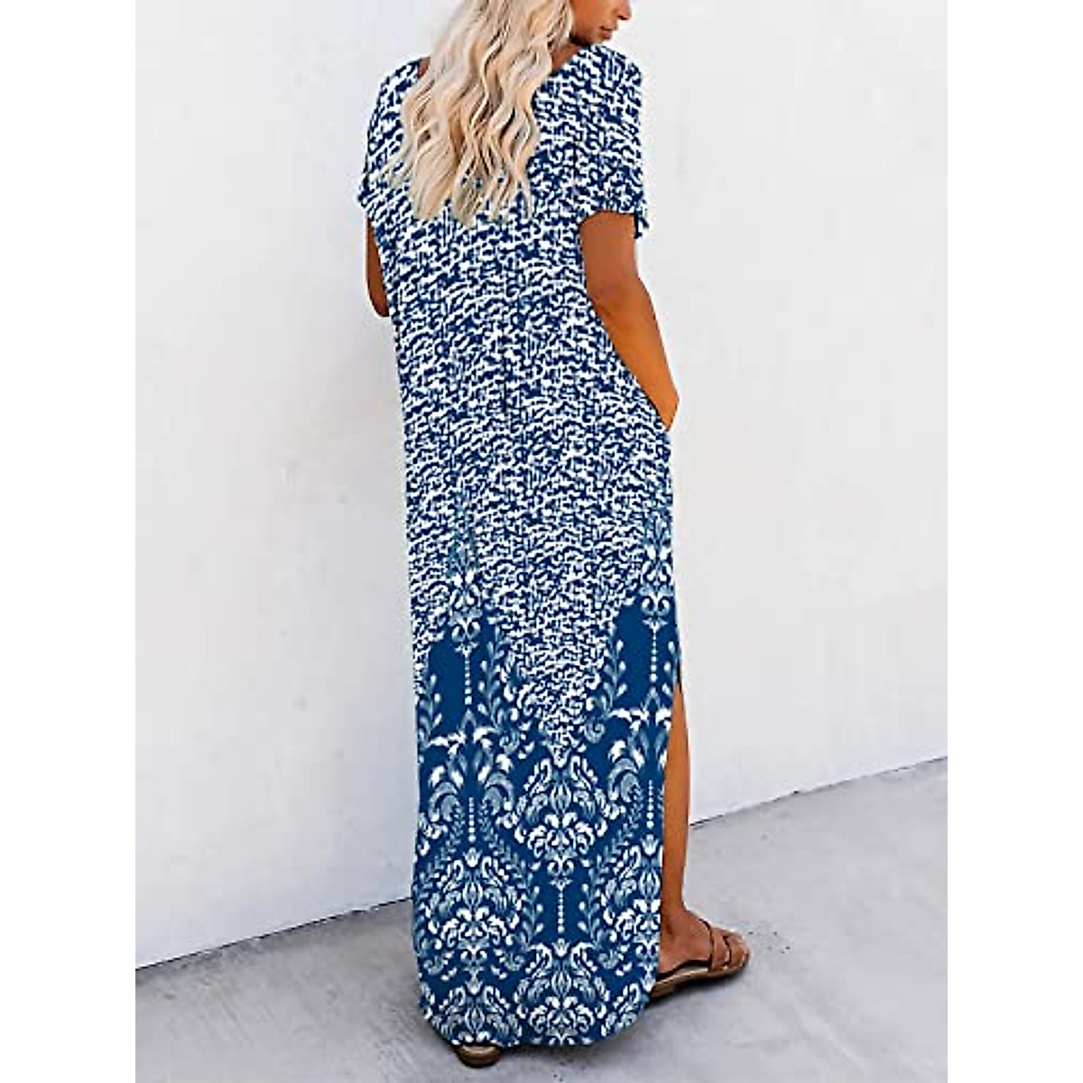MORCHOY Women's Short Maxi Dress Summer Loose Casual Bohemian T-Shirt Dresses Beach Cover Ups for Women 2023 (Boho-P5, M)