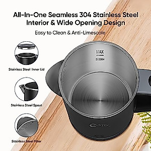 EVATEK Small Electric Kettle, Travel Mini Hot Water Boiler Heater, 304 Stainless Steel 0.8L Portable Electric Kettles for Boiling Water, 5 Mins Coffee Kettle Travel Teapot with Auto Shut-Off