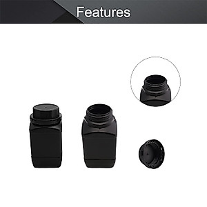 Heyiarbeit 5pcs Plastic Lab Chemical Reagent Bottle 500ml/17oz Wide Mouth Sample Sealing Liquid/Solid Storage Bottles Black