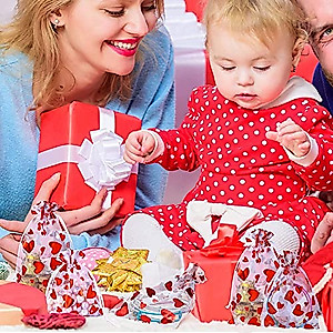 Uderwarb Valentine Day Candy Bags 50Pcs Heart Organza Valentine's Day Gift Bag for Wedding Festival Party, 8x10 cm