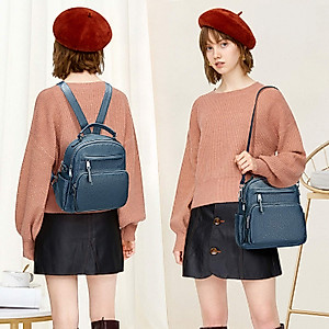 ALTOSY Genuine Leather Backpack for Women Small Convertible Backpack Purse Ladies Shoulder Bag 4 in 1 to Carry