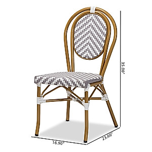 Baxton Studio Alaire Classic French Indoor and Outdoor Grey and White Bamboo Style Stackable 2-Piece Bistro Dining Chair Set