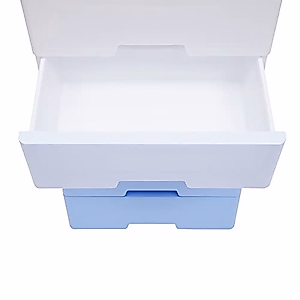 Plastic Storage Cabinet,5 Drawer Stackable Vertical Clothes Storage Tower,Lockers can be Placed in Bedrooms Bathrooms Livingrooms (Blue)