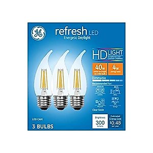 GE Refresh 40-Watt EQ CA10 Daylight Dimmable Candle Bulb Light Bulb (3-Pack)