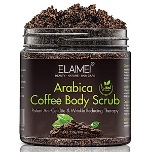Body Scrub Exfoliation for Dry Dead Skin, Body Polish Cream with Arabica Coffee-Anti Cellulite and Stretch Mark Treatment, Deep Cleansing and Moisturizing Body, Face and Lip scrub 8.8 oz