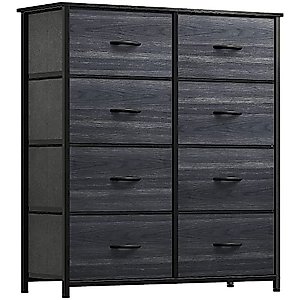 YITAHOME Dresser with 8 Drawers - Fabric Storage Tower, Organizer Unit for Bedroom, Hallway, Closets - Sturdy Steel Frame, Wooden Top & Easy Pull Fabric Bins, Charcoal Black Wood Grain