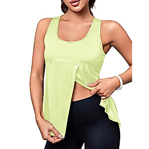 Blooming Jelly Workout Tank Tops for Women Racer Back Built in Bra Shirts Sleeveless Athletic Yoga Top (Medium, Yellow)