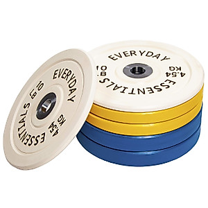 BalanceFrom Everyday Essentials Color Coded Olympic Bumper Plate Weight Plate with Steel Hub, 160 lbs Set