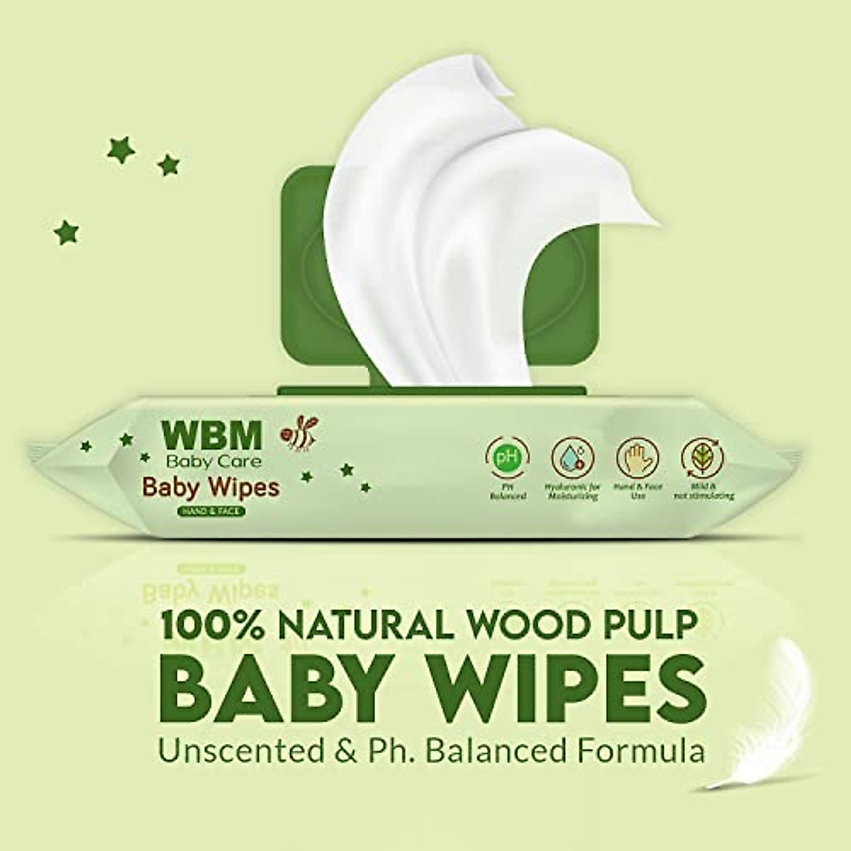 WBM Care Unscented Baby Wipes | 6 Flip-Top Packs (288 Total Wipes) | Gentle and safe for your baby’s sensitive skin | Perfect for quick and convenient cleaning
