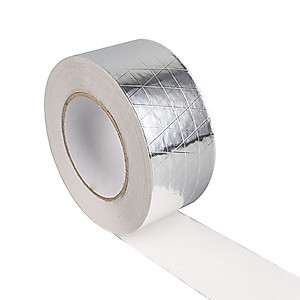 Glass Fiber Cloth Aluminum Tape Silver, Reinforced Self-Adhesive Heat Reflective Tape, Heat Jacketing Insulation Resistant High Temperature HVAC Tape, Metal Repair Duct Tape (3.15inch x 82ft)
