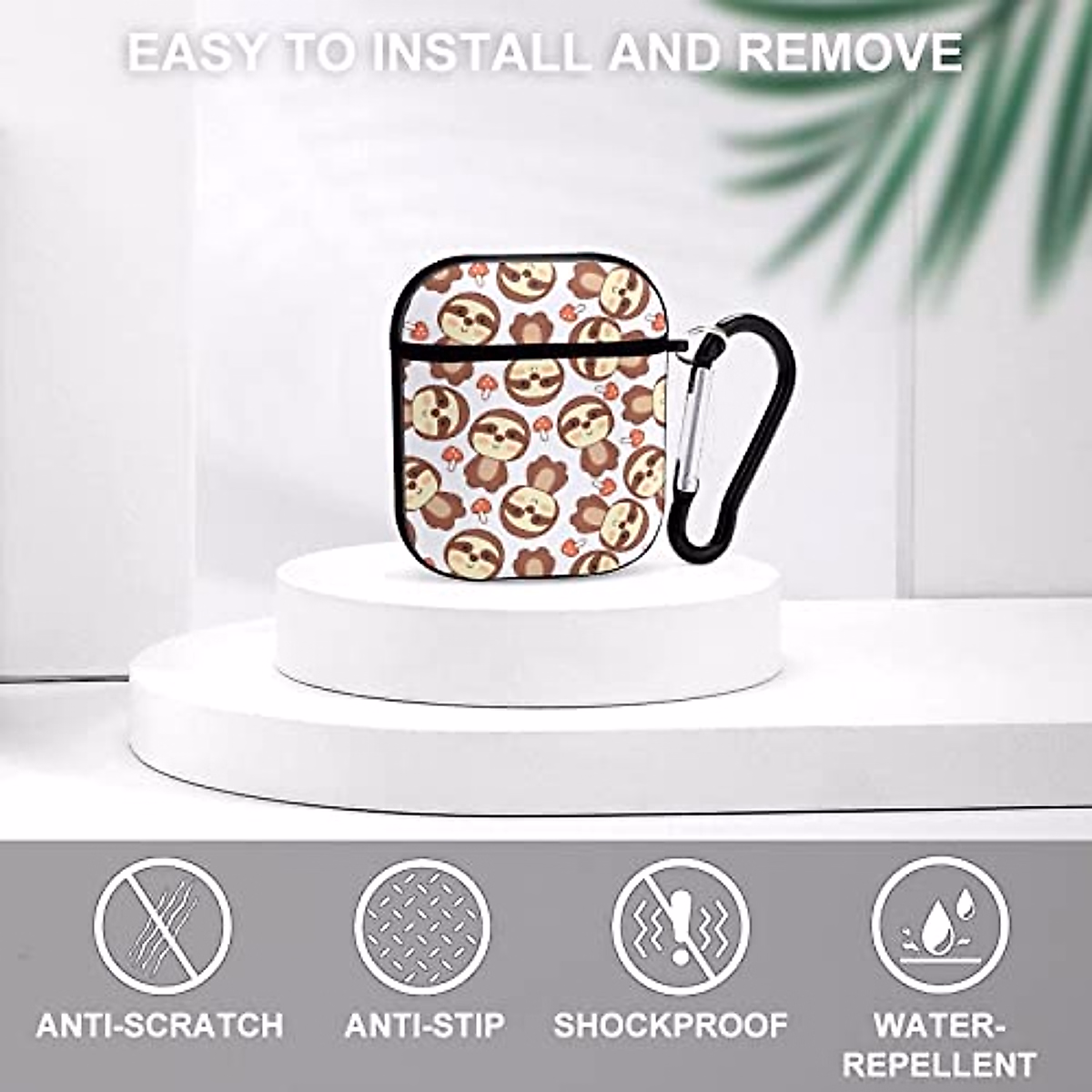 Cute Sloth and Mushroom AirPods 2 & 1 Case Cover Gifts with Keychain, Shock Absorption Soft Cover AirPods 2 & 1 Earphone Protective Case for Men Women