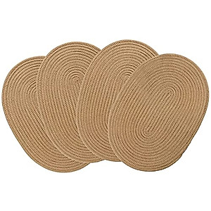 Kosmeey 4 Pack Oval Woven Placemats, Jute Woven Plate Chargers Rattan Woven Placemats 12x16 inches Wicker Placemats Farmhouse Boho Braided Heat Resistant Outdoor Placemats Patio Tablemats for Dinning