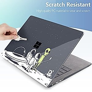 MEEgoodo Case for 13.5" Microsoft Surface Laptop 5/4/3 with Alcantara Palm Rest for Model 1950/1769/1867/1958, Clear Laptop Hard Shell Cases with Keyboard & Webcam Cover, Astronauts & Alien