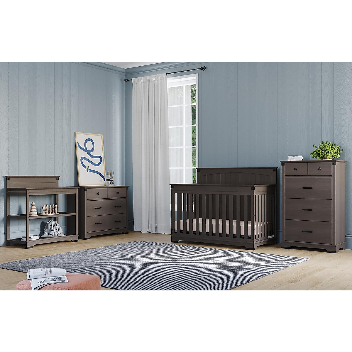 Child Craft Redmond Infant Changing Table, Water-Resistant Pad and Safety Strap, Anti-Tip Kit Included to Prevent Tipping, Non-Toxic, Baby Safe Finish (Dapper Gray)