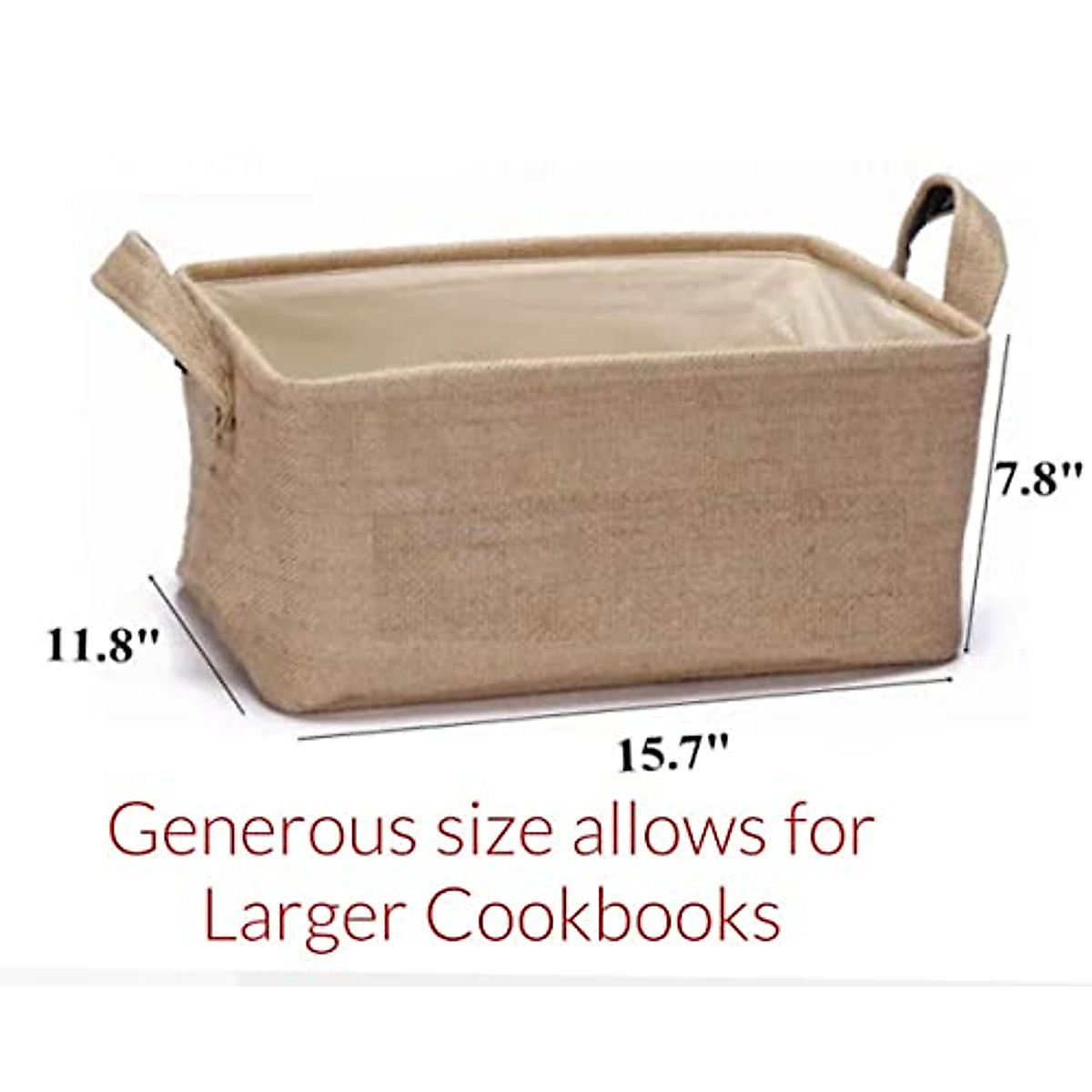 Pear Tree Essentials Cookbook and Recipe Storage Foldable Bin Burlap Kitchen Decor for Pantry