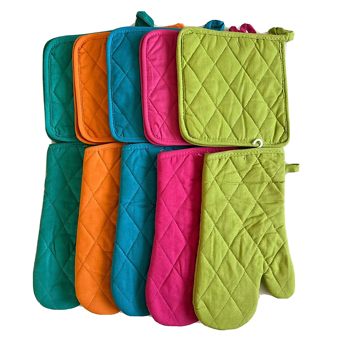 Best Housewarming Gift Ever,Bulk Oven Mitts & Pot Holder for Cooking and Baking 100% Cotton Pot Holder and Oven Mitts - 15 pcs