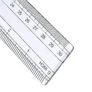 2 Pack Plastic Ruler Straight Ruler Measuring Tool 12 Inches (Clear, 31.4 x 3.8 x 0.3 cm)
