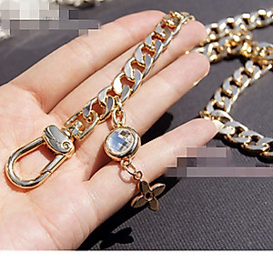 Peach Heart + Cross + Gemstone Type Metal Gold Chain Strap for Handle Shoulder Cross Body Bag Handbag Purse Replacement (47")