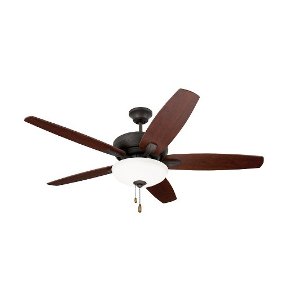 Ashland LED Ceiling Fan with Light Kit | 52 Inch Fixture with 5 Blades, Removable Glass Shade, and Pull Chain | Low Profile Hugger with Dual Mount Design and Downrod, Oil Rubbed Bronze