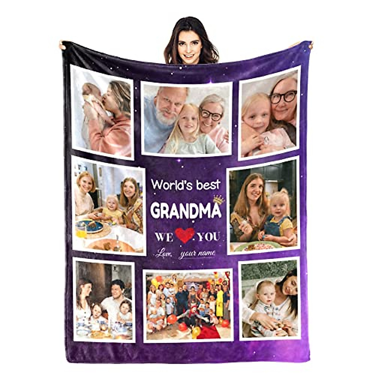 Grandma Gifts Blanket Mothers Day Custom Blankets with Photos Best Grandma Personalized Picture Blanket Customized Blankets with Photo Collage Throw Birthday Gift for Grandma Nana From Grandkids
