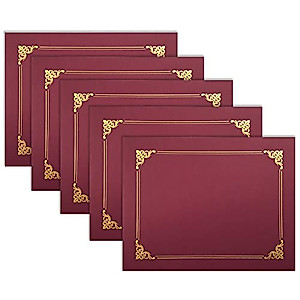 25 Pack Red Certificate Holders, Diploma Holders, Document Covers with Gold Foil Border, by Better Office Products, for Letter Size Paper, 25 Count, Crimson Red