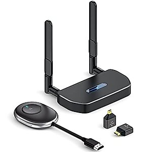 Wireless HDMI Transmitter and Receiver, HDMI Wireless, 4K/5G Wireless HDMI/VGA Transmitter and Receiver, 164FT/50M Smooth Screen Casting to Monitor/Projector/HDTV, Multi Camera Productions, Black
