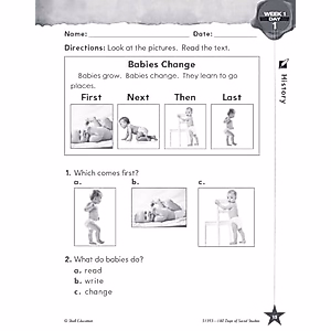 180 Days: Social Studies, Early Elementary Social Studies for 1st Grade Practice Workbook for Classroom and Home, Cool and Fun Practice Created by Teachers (180 Days of Practice)