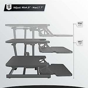 FEZIBO 28” Height Adjustable Standing Desk Converter with USB Charging Port, Quick Sit to Stand Tabletop Dual Monitor, Stand Up Desk Riser for Home Office, Black