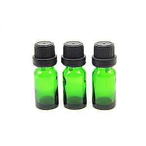 Yizhao, 10ml Green Sample Glass Bottles/vials Empty for Essential Oils,with Euro Orifice Reducers Dropper, for Chemistry Lab,Colognes& Perfumes,and 2 plastic Pipettes Dropper - 12 Pcs
