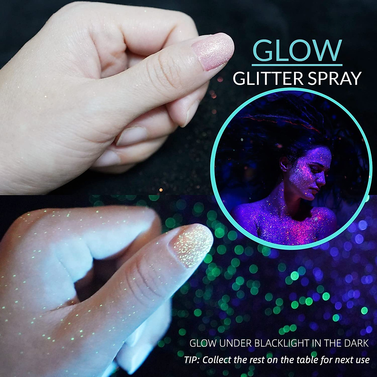 Pink Glow Sparkle Glitter Spray for Body Hair Skin Cloth Women, SayingArt Body Glitter Spray, 2 Hairspray Fine Cosmetic Shimmer Makeup Glitter for Rave Hair Body Face Clothes Nail Art Craft Design