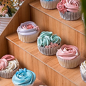 Tapeera 4-Tier Retail Wooden Display Riser - Farmers Market Craft Fair Display Rack - Candle Soap Display Stand For Craft Shows - Wood Countertop Pop Up Shop Display Rack For Tumblers Cupcakes Candy