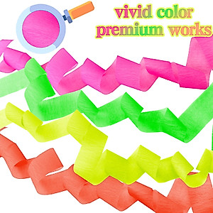 36 Rolls Glow in The Dark Streamers Party Streamer Crepe Paper Neon UV Reactive Fluorescent Neon Streamer Black Light Party Supplies and Decorations for Birthday Fiesta Glow Halloween Party