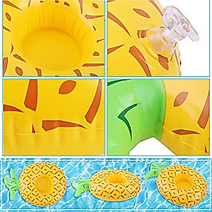 Inflatable Drink Floats, Blovec 8 Pack Inflatable Drink Holders Cup Coasters Swimming Drink Holder with Air Pump for Summer Pool Party