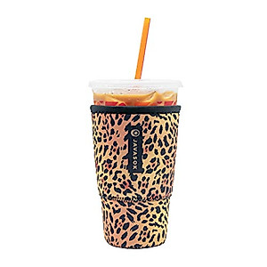 Sok It Java Sok Reusable Neoprene Insulator Sleeve for Iced Coffee Cups (Classic Leopard, Large: 30 - 32oz)