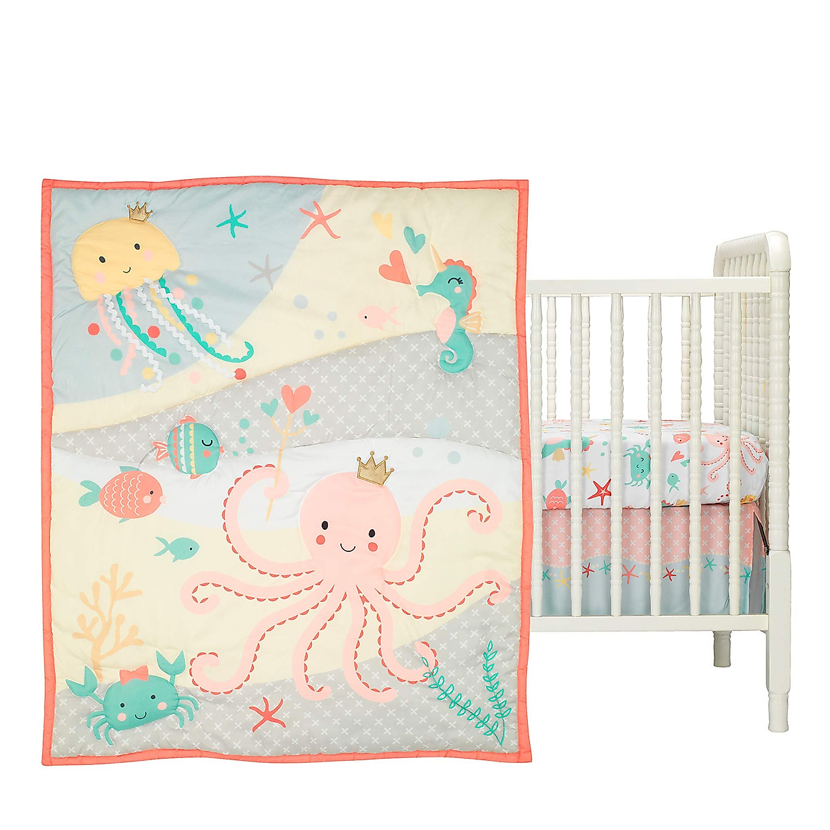 Bedtime Originals Ocean Mist 3Piece Crib Bedding Set, Multicolor
