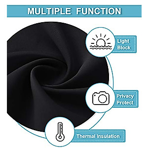 RYB HOME Bedroom Blackout Curtains - Black Curtains Solar Light Block Insulated Drapes Energy Saving for Bedroom Dining Living Room, 42 x 45 inches Long, Black, Set of 2