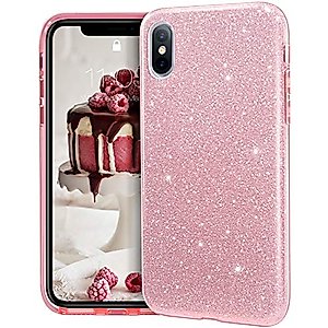 MATEPROX iPhone Xs Max case,Bling Sparkle Cute Girls Women Protective Case for iPhone Xs max 6.5"(Pink)