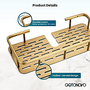 gotonovo Bathroom Shower Shelf Wall Mount Solid Brass Essential Shower Rack Single Pack One Layer Antique Brass Bathroom Shower Rack Basket Arm Mount Shower Storage