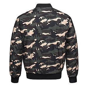 CRYSULLY Mens Jacket Midweight Bomber Sportswear Softshell Jacket Army Green Camo