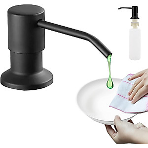 Built in Sink Soap Dispenser, Lotion Dispenser for Kitchen Sink Matte Black Refill from The Top Bar Sink Soap Dispenser with 12OZ Bottle