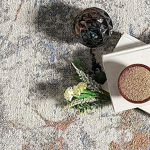 nuLOOM Luca Abstract Splatter Machine Washable Area Rug, 5' 3" x 7' 6", Beige