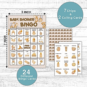 Bear Balloon Baby Shower Bingo Game - We Can Bearly Wait Baby Sower Bingo Card - 24 Players Bingo Game Set Indoor Outdoor Activities - Baby Shower Party, Gender Reveal Party Favors Supplies -A03