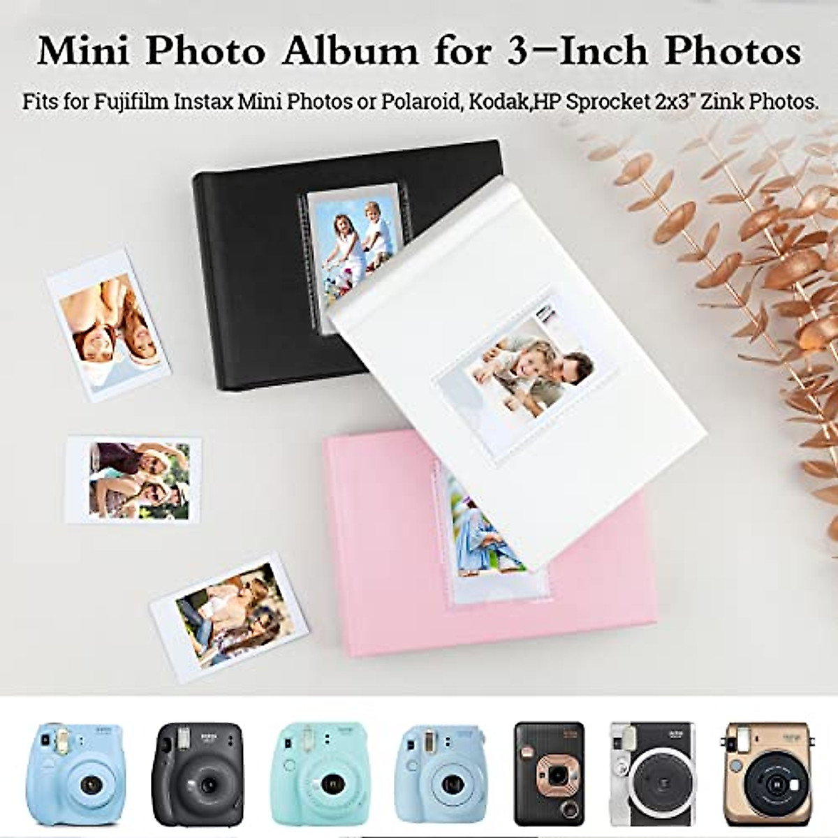 Photo Album with Writing Space for Fujifilm Instax Mini Camera, Polaroid Camera, 64 Pockets Instax Photo Album Polaroid Photo Albums Book for Fujifilm Instax Mini 11 9 8 40 Evo Instant Camera, White