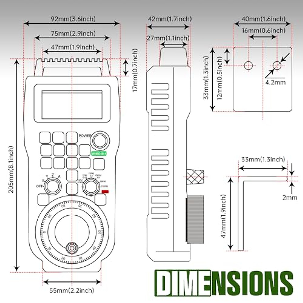 CNCTOPBAOS 4 Axis USB Mach3 Handwheel Controller Remote Hand Control CNC Handwheel Manual Pulse Generator for CNC Router Lathe Engraving Milling Machine (WHB04B-4)