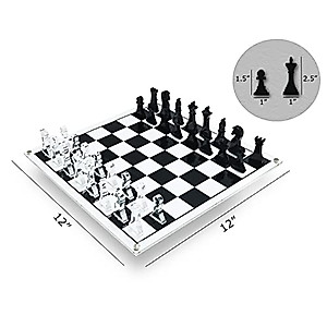 YoBa Acrylic Chess Game Board Set, Portable Chess Board Game, Modern Tabletop Chess Set for Adults & Kids