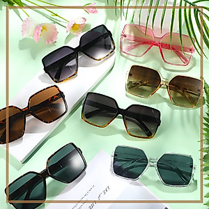 Xuhal 20 Pairs Women's Square Oversized Sun Glasses Retro Wide Flat Top Sunglasses UV Protection Trendy Shades for Women, Assorted Styles