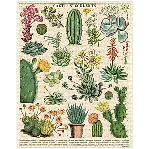 Cavallini Papers & Co. Cacti & Succulents 1,000 Piece Puzzle, Multi