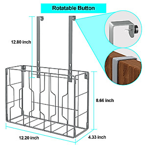 Over the Door/Wall Mount Cabinet Door Organizer Holder in Kitchen or Pantry, Cabinet door rack storage for Cutting Board, Bakeware, Cleaning Supplies, Aluminum Foil, Plastic Wrap (Silver)