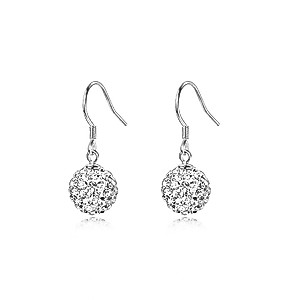 SLUYNZ 925 Sterling Silver Rhinestone Drop Earrings for Women Teens Shiny CZ Ball Dangle Earrings